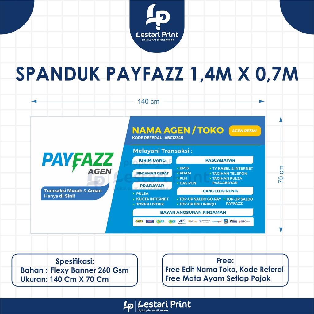 Jual SPANDUK BANNER PAYFAZZ / 1,4M X 0,7M / LESTARI PRINT | Shopee ...