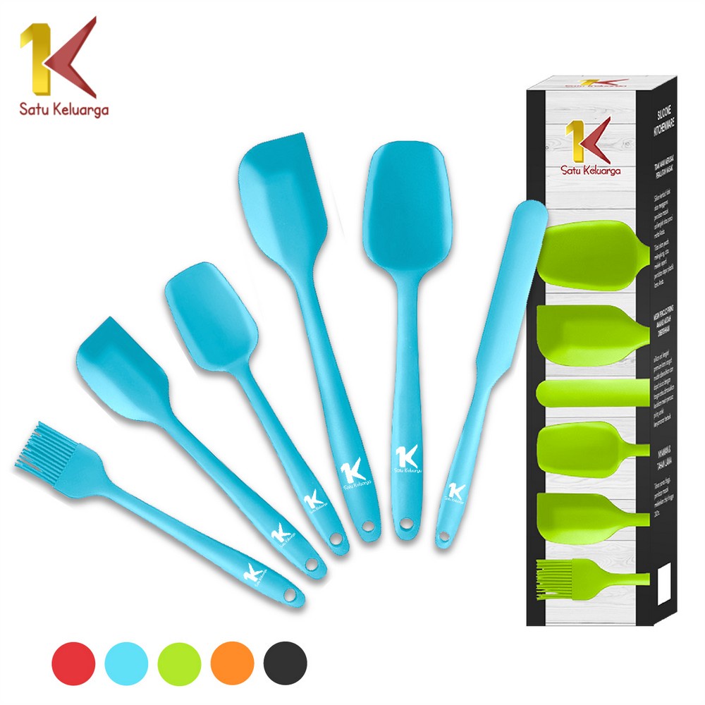Jual Satu Keluarga Spatula Silikon Tahan Panas Set 6In1 C276 Sutil ...