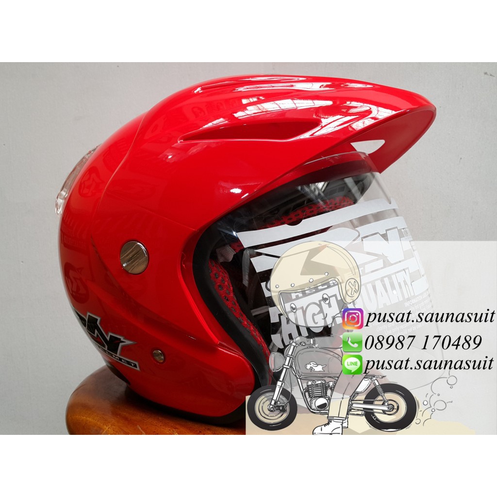 Jual Helm RN Segitiga Fire Red Glossy | Shopee Indonesia