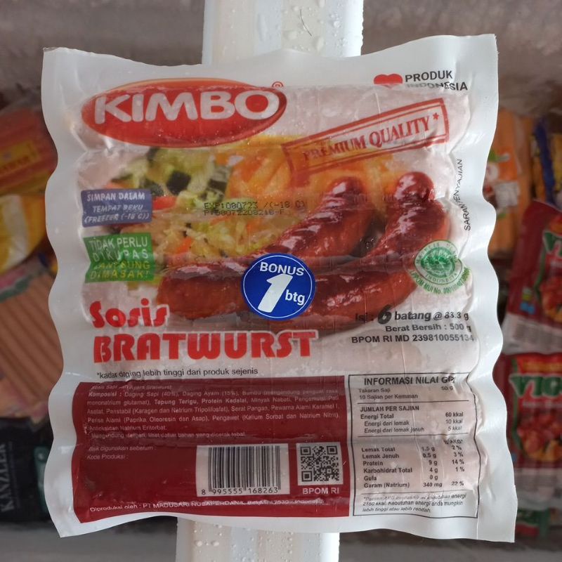 Jual Kimbo Sosis Sapi Bakar Premium Bratwurst Jumbo Original 500g ...