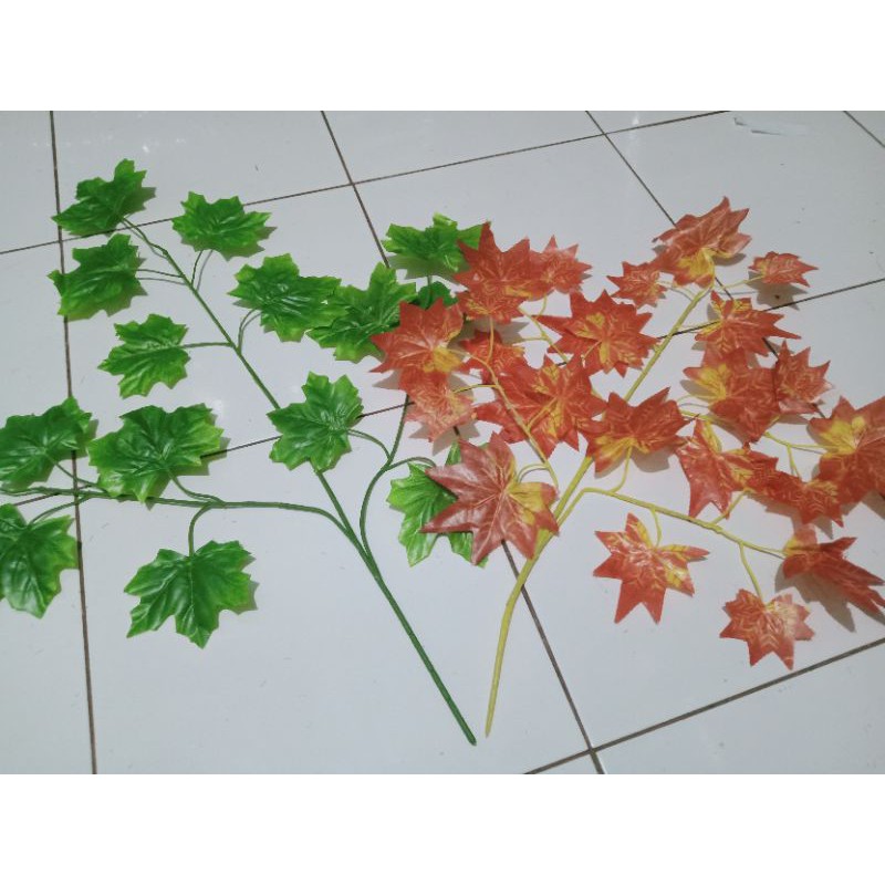 Jual Daun Tangkai Maple Hijau dan Bintang Orens Artificial Plastik ...