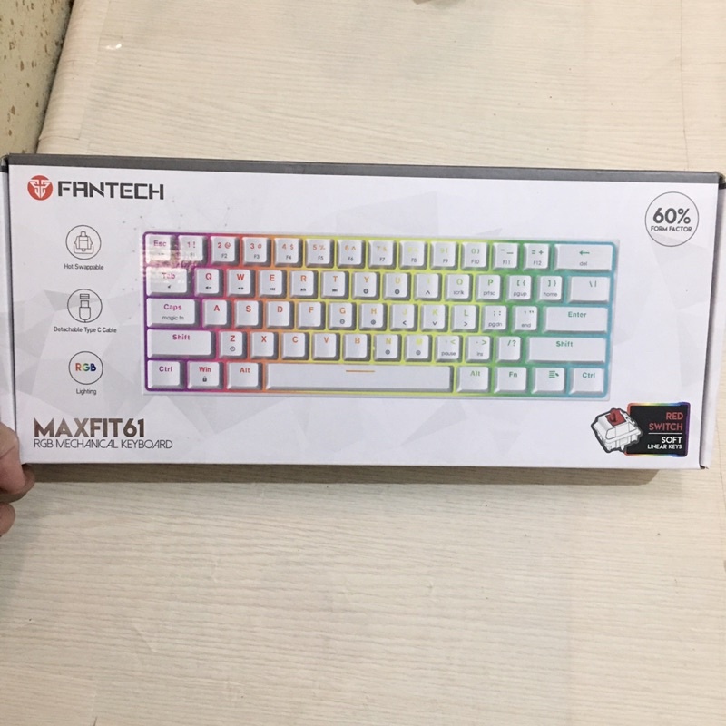Jual FANTECH MECHANICAL KEYBOARD WARNA PUTIH 60% | Shopee Indonesia