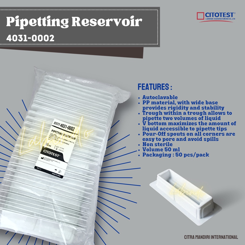 Jual CITOTEST - Pipetting Reservoir Vol 50 ml - non steril | Shopee ...