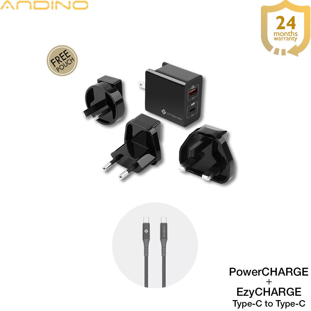 Jual [BUNDLE] Andino PowerCHARGE + EzyCHARGE Type-C to Type-C Cable ...