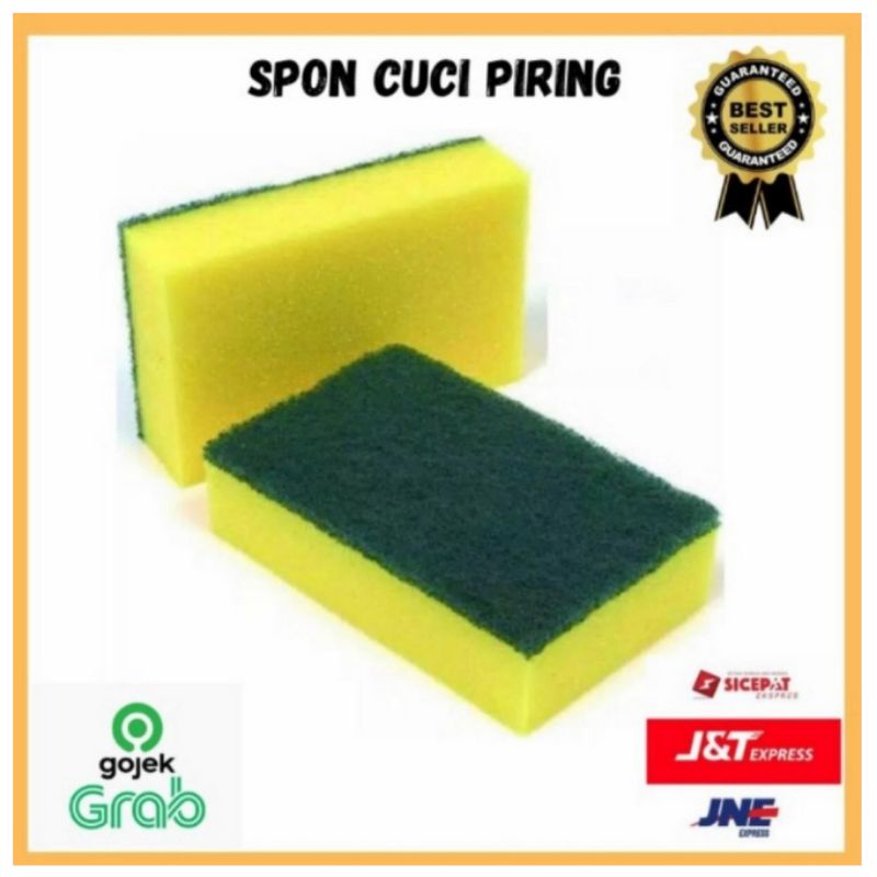 Jual SPON CUCI PIRING MURAH SPONGE KUNING + SABUT HIJAU | Shopee Indonesia