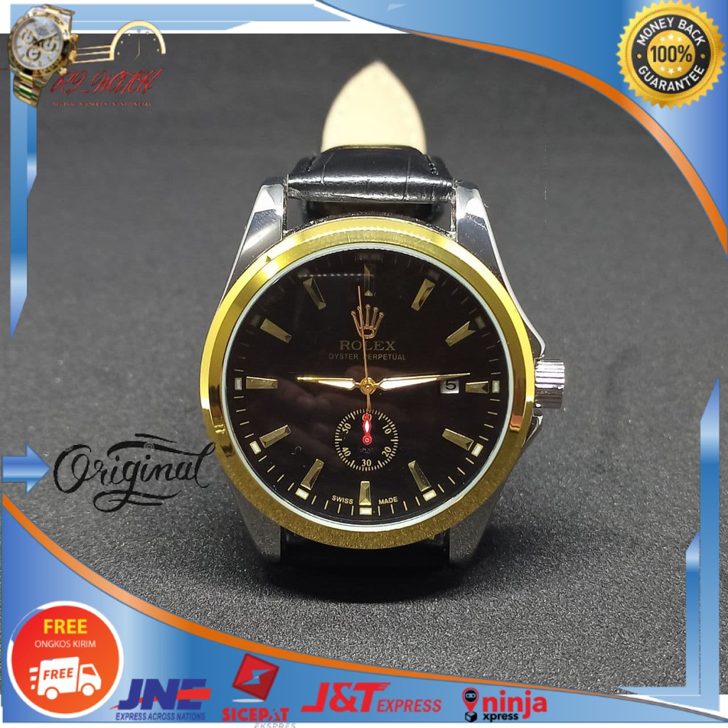 Jual jam tangan rolex pria cowok tali kulit otomatis keren terbaru jam ...