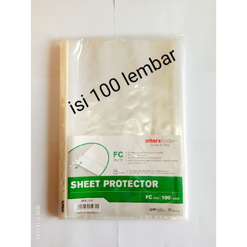 Jual PP Pocket Folio InterX isi 100 Lembar / Sheet Protector F4 Inter X ...
