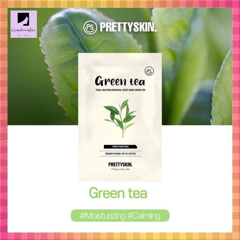 Jual PRETTY SKIN Essential Sheet Mask | Masker Wajah #GREEN TEA ...