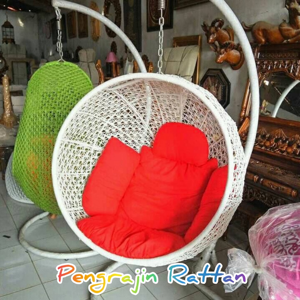 Jual Ayunan Bulat Kursi Rotan Gantung Goyang Anyaman Rotan Sintetis