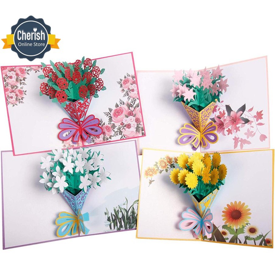 Jual POP UP 3D CARD - Kartu Ucapan 3 Dimensi FLOWER BOUQUET - Greeting ...