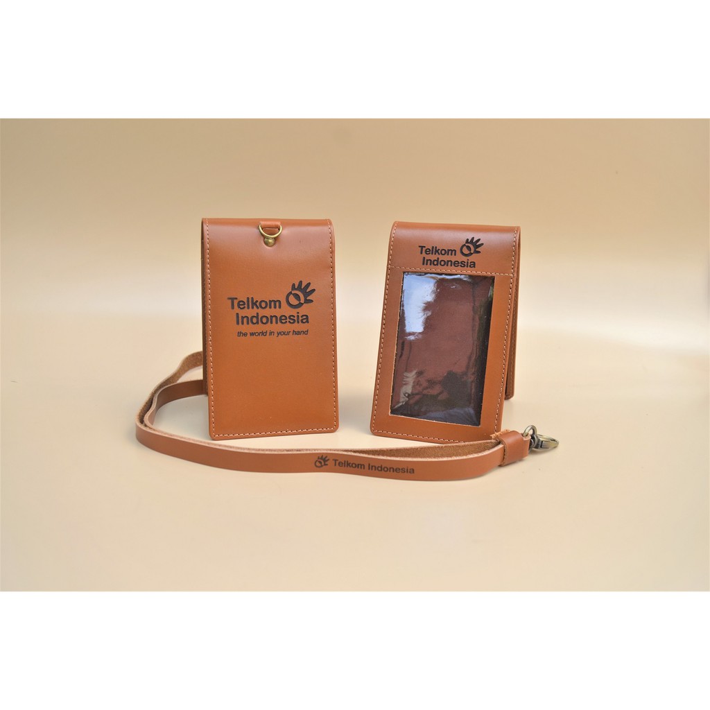 Jual ID Card Holder Name Tag Holder Full Kulit Logo Telkom Indonesia ...