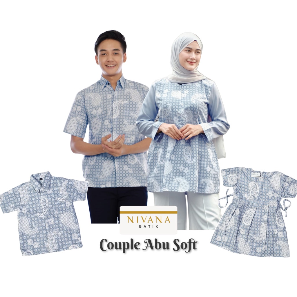 Jual Batik Couple Keluarga ABU SOFT KEONG PASTEL Nivana Batik | Shopee ...