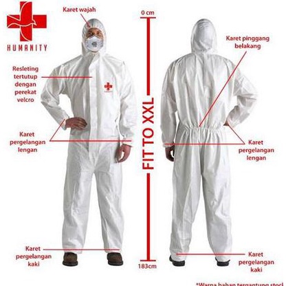 Jual Baju APD Hazmat Suit Humanity BISA DICUCI &PAKAI ULANG - Putih, L ...