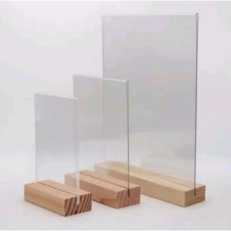 Jual Akrilik A6 + Standing akrilik menu nomor meja kayu | Shopee Indonesia