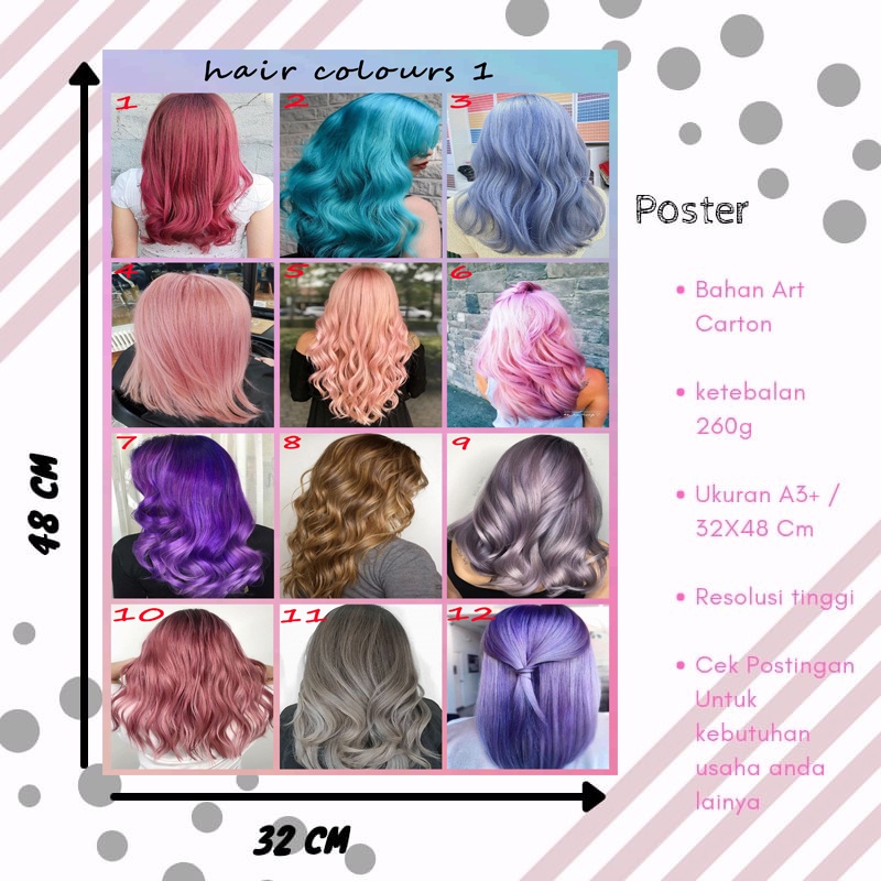 Jual poster salon / poster warna rambut wanita terbaru / poster salon ...