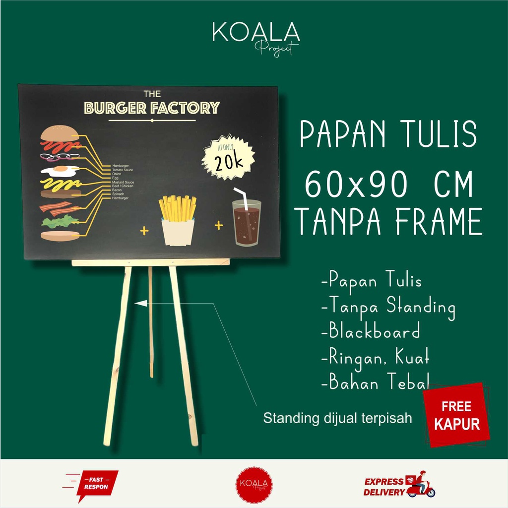 Jual PAPAN TULIS KAPUR HITAM BLACKBOARD CHALKBOARD 60x90 CM TANPA FRAME ...
