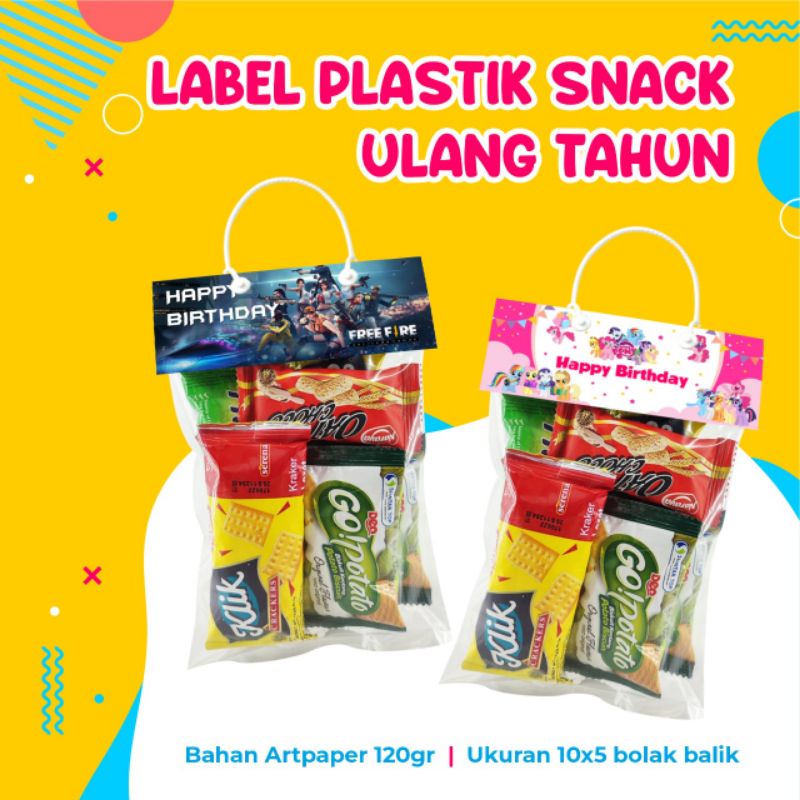 Jual {isi 12 pcs}TAS LABEL SNACK ULTAH MURAH ( UK 12X20 cm) | Shopee ...