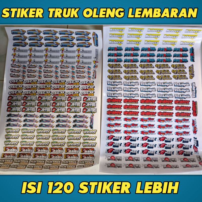 Jual Stiker Truk Oleng Lembaran isi 120 pcs | Shopee Indonesia