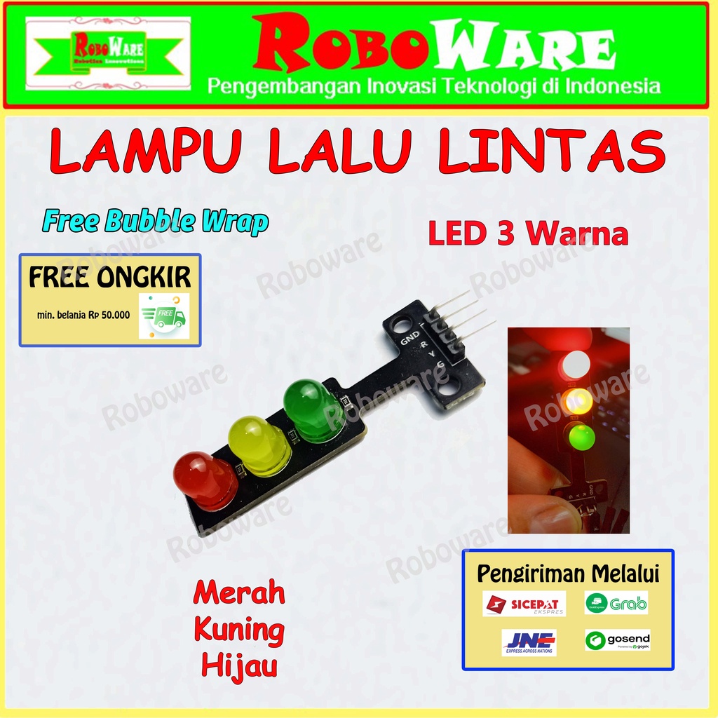 Jual Lampu Lalu Lintas 3 Warna LED Traffic Light Mini Merah Kuning ...