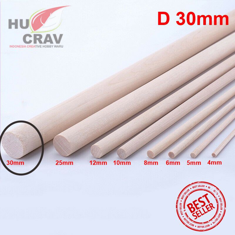 Jual DOWEL BULAT Kayu Balsa Diameter 30mm Stik Panjang 100cm & 50cm ...