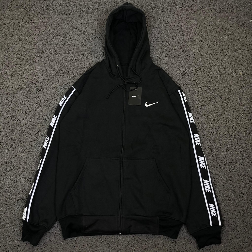 Jual JAKET ZIPPER HOODIE NIKE ZIPPER JACKET ARM LOGO BLACK | Shopee ...