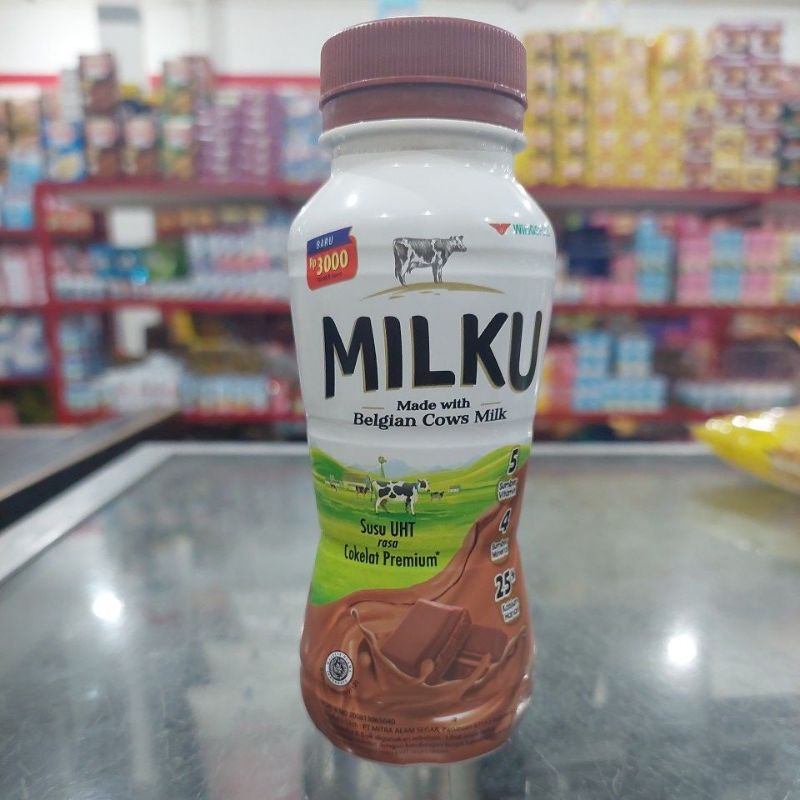 Jual Milku Susu Belgian Cows Milk Botol 200 ml Rasa Cokelat / Stroberi ...