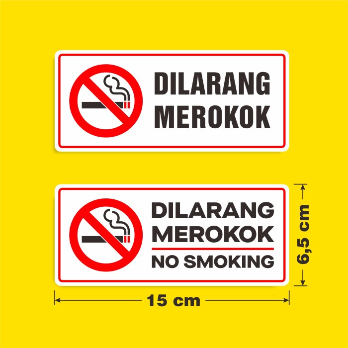Jual Sticker Label Vinyl Stiker Sign Dilarang Merokok No Smoking 6,5 x ...