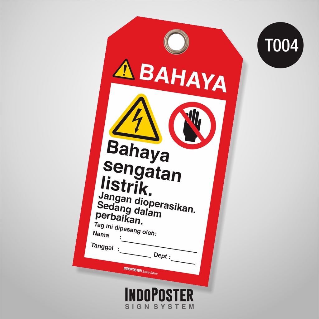 Jual TAG OUT LOTO PVC safety K3 ANSI ISO Bahaya Sengatan Listrik ...