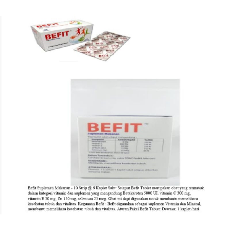 Jual Befit Multivitamin Isi 1 box 10 strip @6 kaplet per strip | Shopee Indonesia