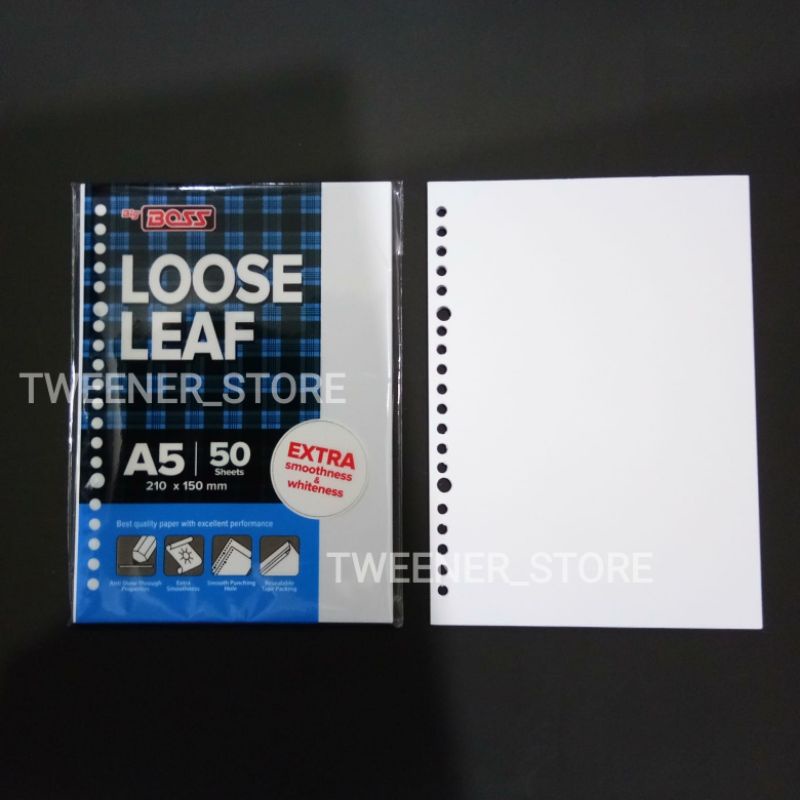 Jual [A5-POLOS] Big Boss Loose Leaf A5 Polos 50 Sheets Lembar | Kertas Isi Binder | Shopee Indonesia