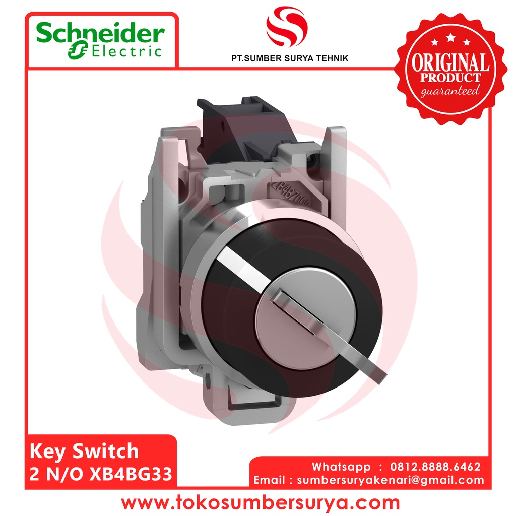 Jual Key Switch Warna Hitam Saklar Listrik ON OFF SNI XB4BG33 Asli Ori ...