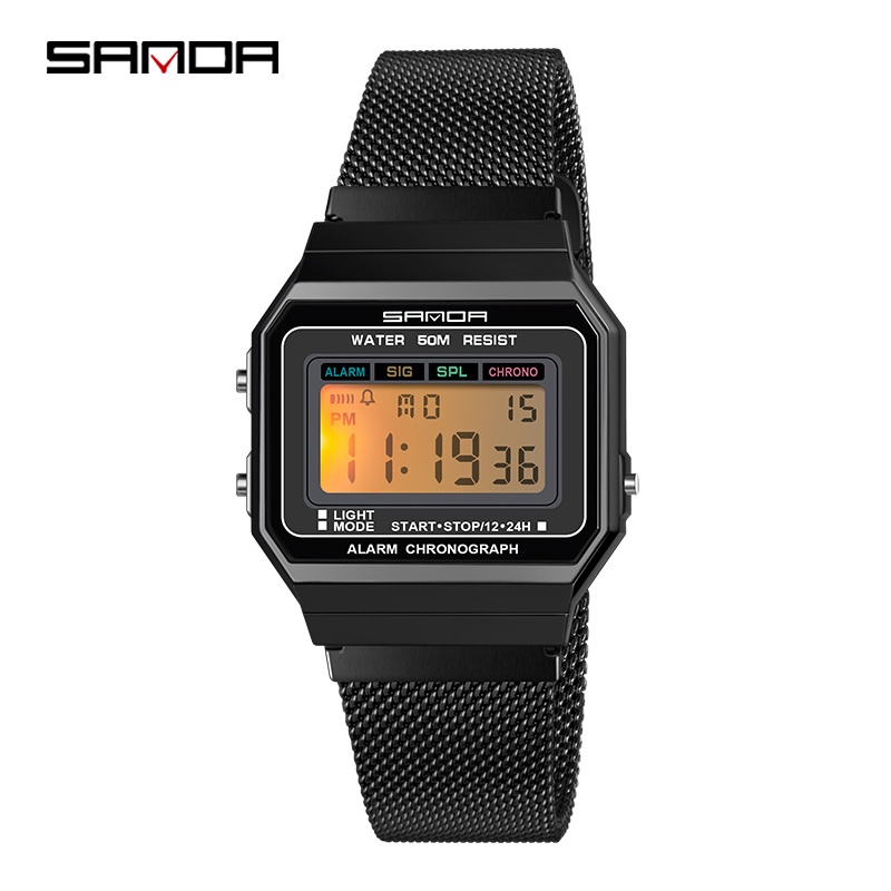 Jual SANDA 6017 Jam Tangan Wanita Digital Sport EL Backlight Tali ...