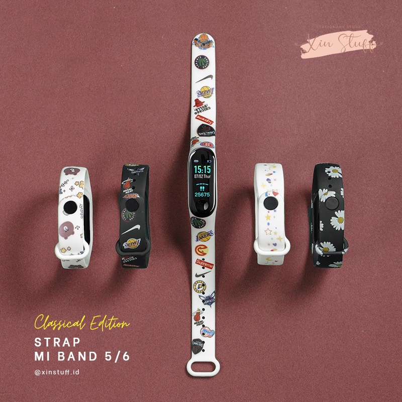 Jual Classical Strap Mi Band 3/4/5/6 Black White Tali Pengganti Motif Strap Mi Band 6/Mi Band 5 ...