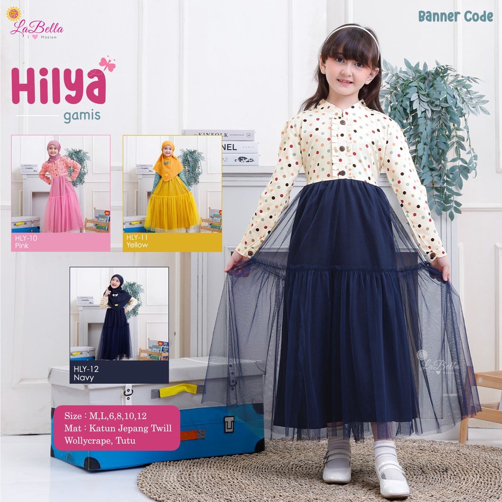 Jual Gamis Anak Original Branded Hilya La Bella Navy Biru Dongker Set ...