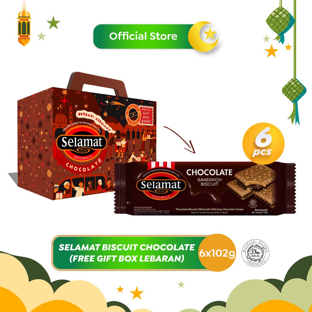 Jual Selamat Biscuit Choc 102g - 6 Pcs (FREE Gift Box Lebaran) | Shopee Indonesia