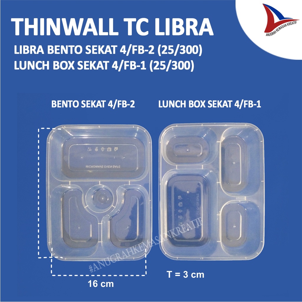 Jual Thinwall Tc Libra Bento ~ Lunchbox Sekat 4 / Kotak Makan / Mika ...
