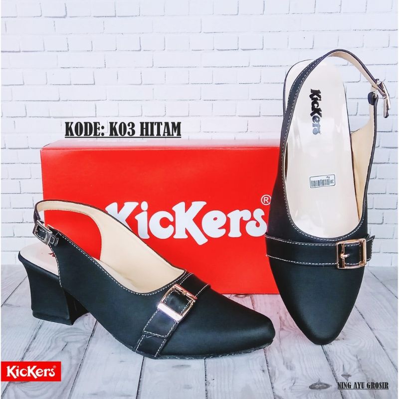 Jual SEPATU SANDAL SLOP PESTA WANITA KICKERS HITAM SIZE 37 KODE K03 ...