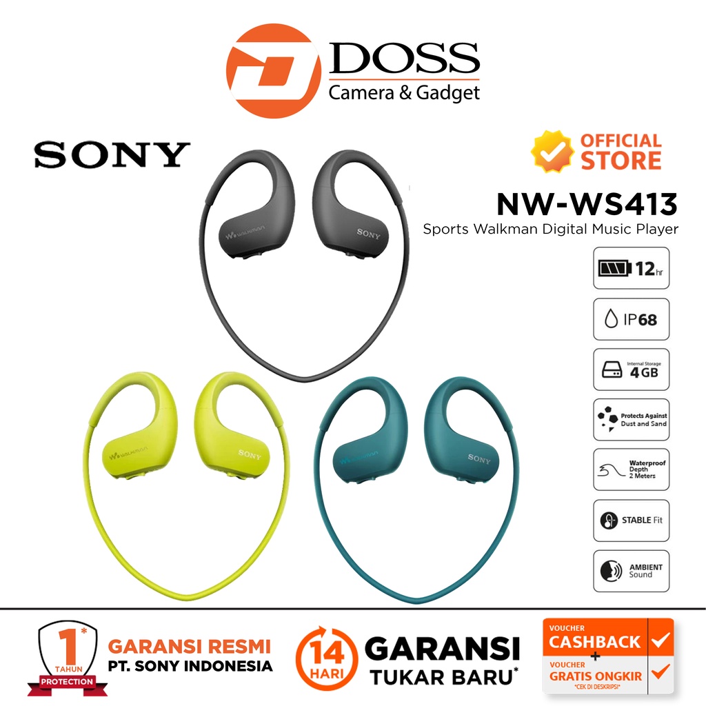 Jual Sony NW-WS413 Sports Walkman Digital Music Player / NW WS413 ...