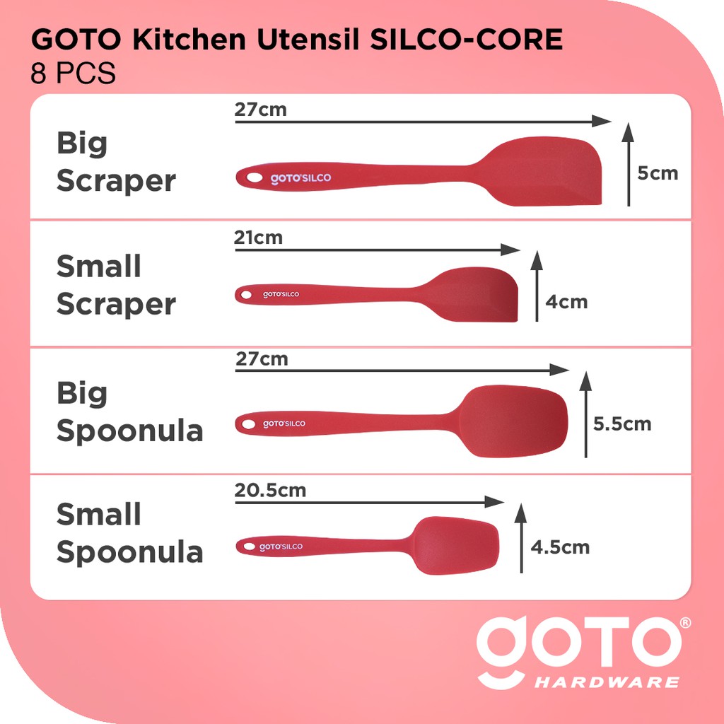 Jual Goto Silco-Core Kitchen Utensil 8in1 Spatula Set Sendok Capitan ...