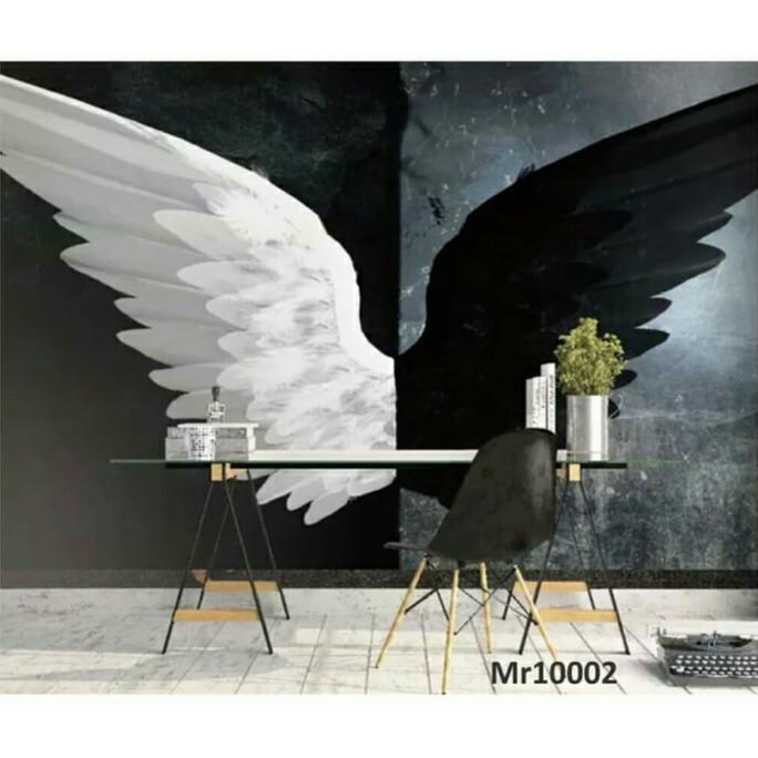 Jual Photowall Mural Dinding 3d Wallpaper Mural Motif Wing Black And