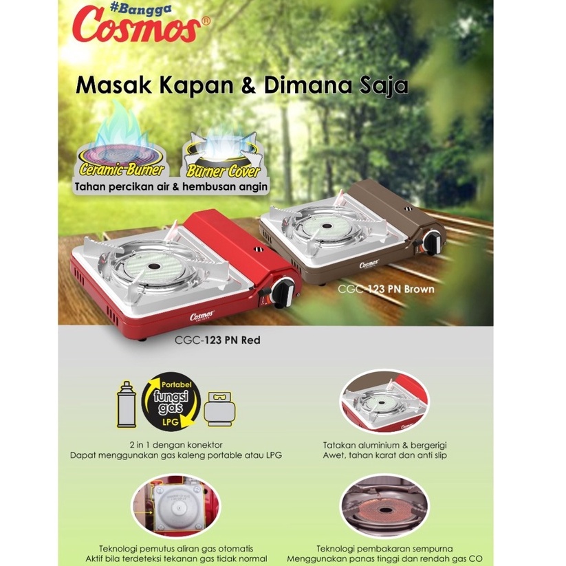 Jual Cosmos Kompor Gas CGS 123PN / Kompor Gas Portable Stainless Cosmos / Kompor Gas 2 Fungsi ...
