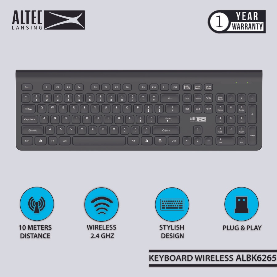 Jual Altec Lansing Keyboard Wireless ALBK6265 | Shopee Indonesia