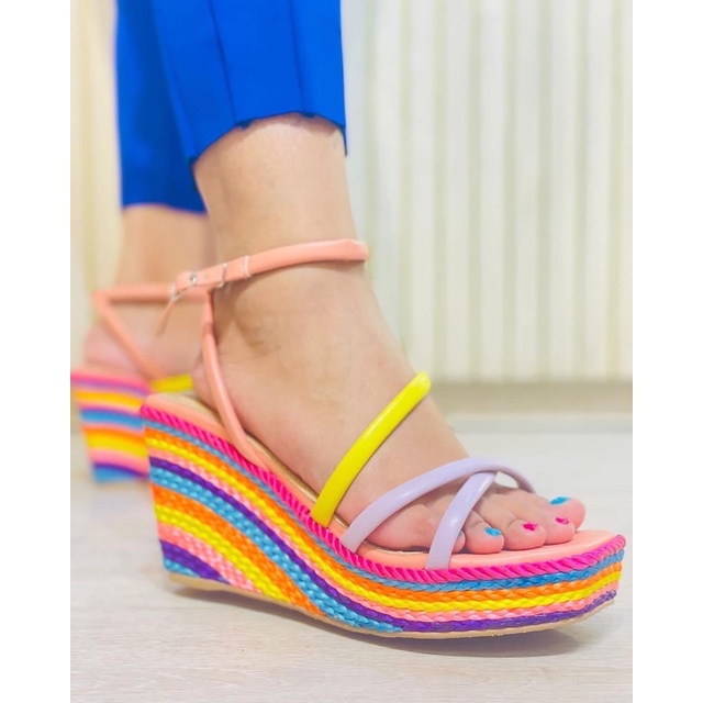 Jual ABUNDANCE WEDGES TREWQ 01 - WEDGES PELANGI WANITA | SHOES BIG SIZE ...