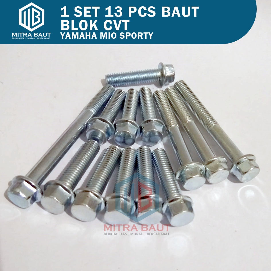 Jual [ 1 Set 13 Pcs Baut ] Baut Block Cvt Yamaha/Matic/Matik/Blok Cvt ...