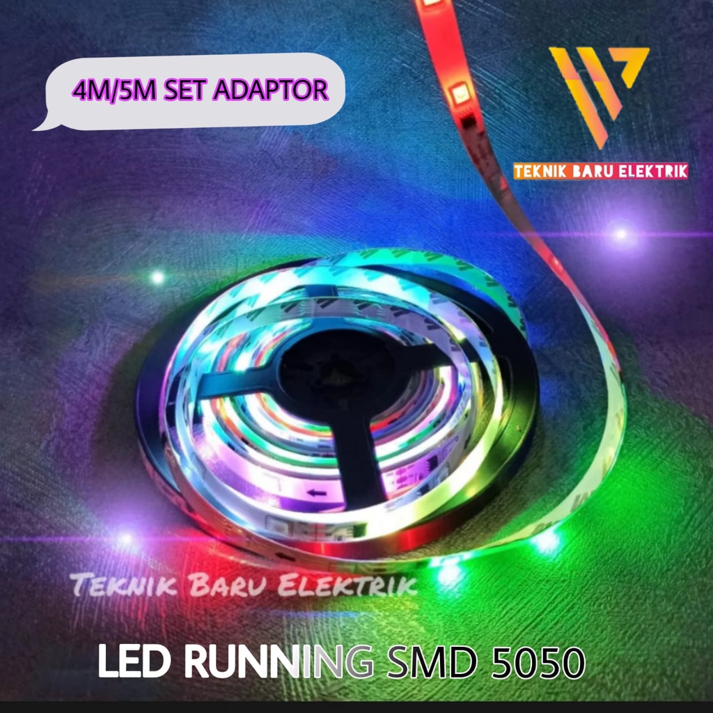 Jual LAMPU LED STRIP RUNING SMD 5050 5M 10M RGB IP44 5M 12V IC PINTAR ...
