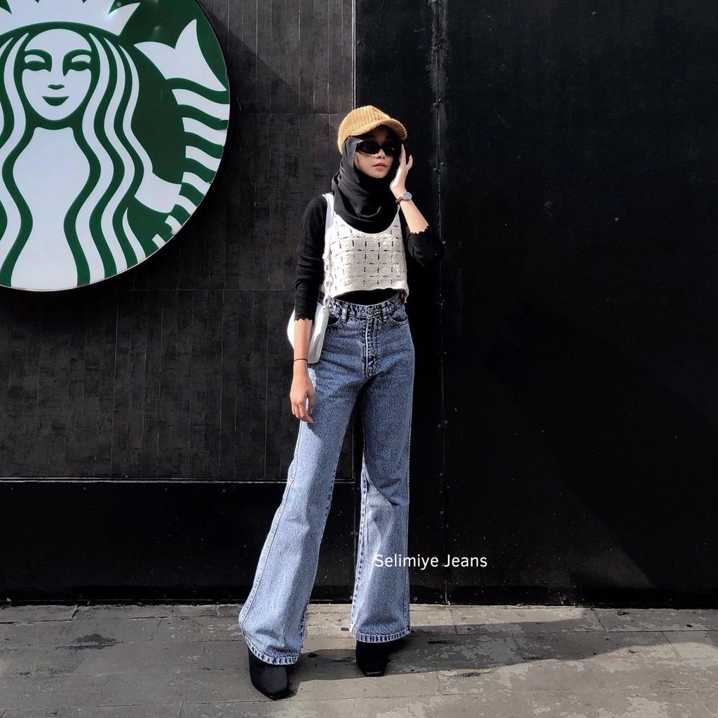 Jual Highwaist Cutbray jeans Wanita Loose VOL 2 | Shopee Indonesia