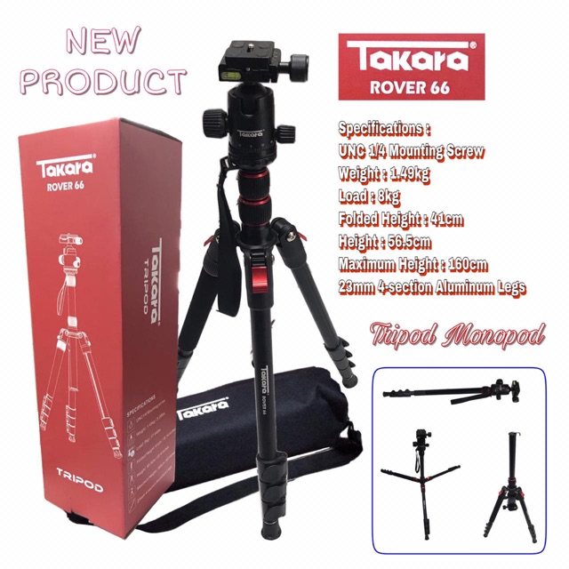 Jual Takara Rover 66 Tripod Monopod Black | Shopee Indonesia