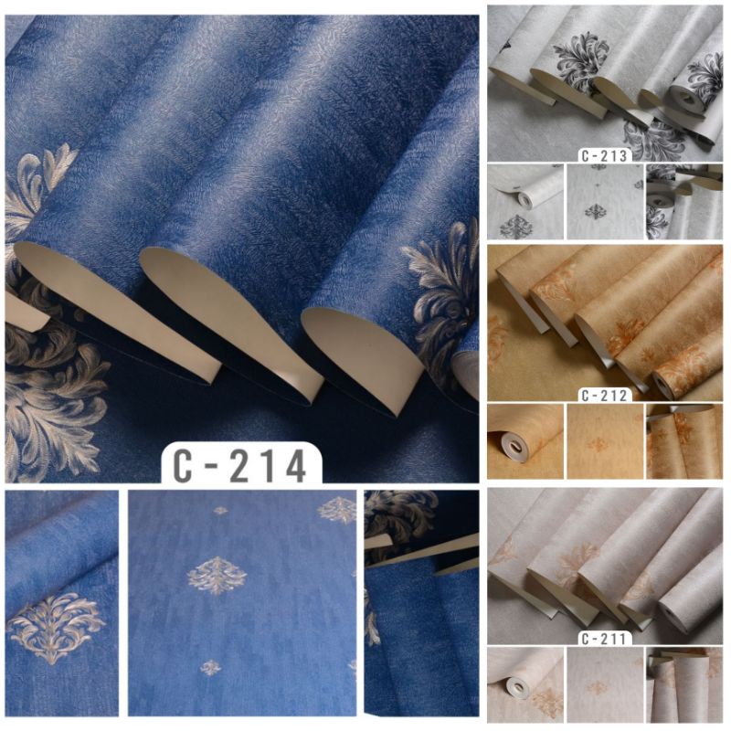 Jual Wallpaper dinding vinyl bertekstur premium isi 10meter lebar 53cm motif bunga batik vintage ...