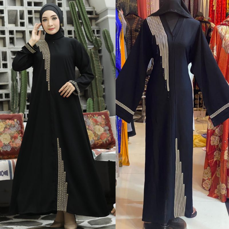 Jual Gallery Exclusive Abaya Hitam Gamis Bordir Dubai 445 Muslimah ...