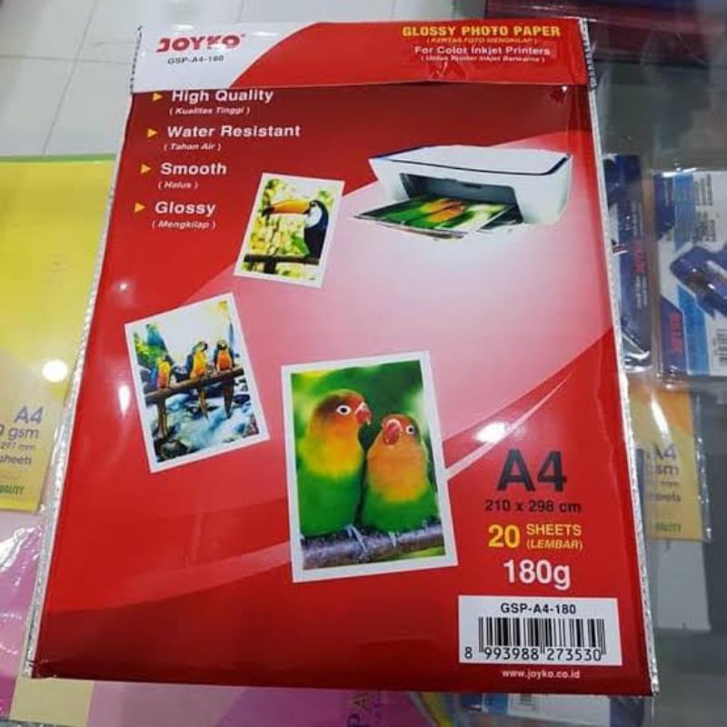 Jual KERTAS FOTO A4 180g / JOYKO GLOSSY PHOTO PAPER A4 180G ISI 20 ...